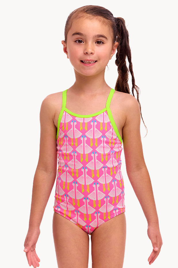 Funkita Girls Duck Duck Goose One Piece Pink White Swimwear Galore Au