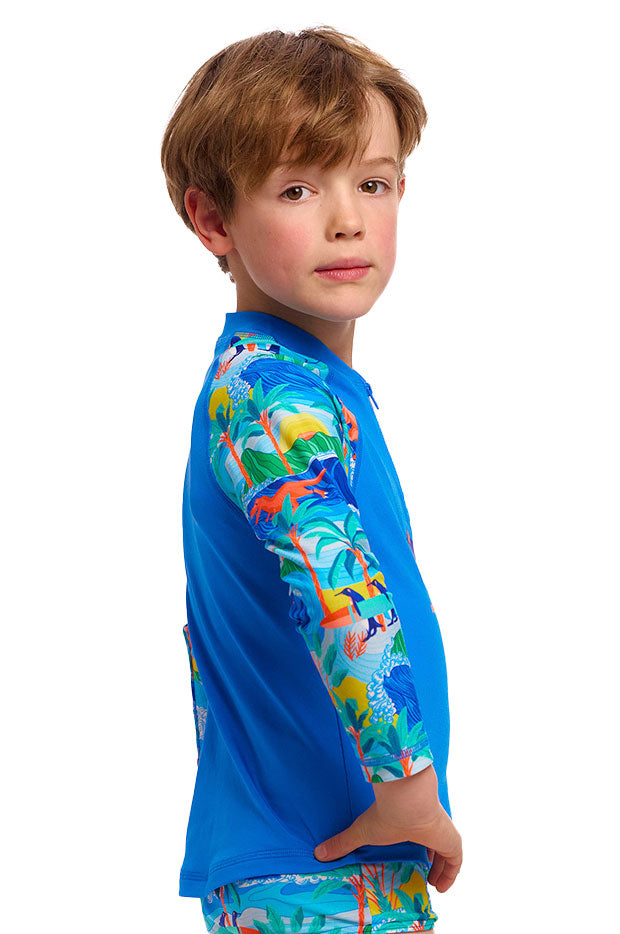 Funky Trunks Boys Duuude Zippy Suntop Blue/Multi | Swimwear Galore US