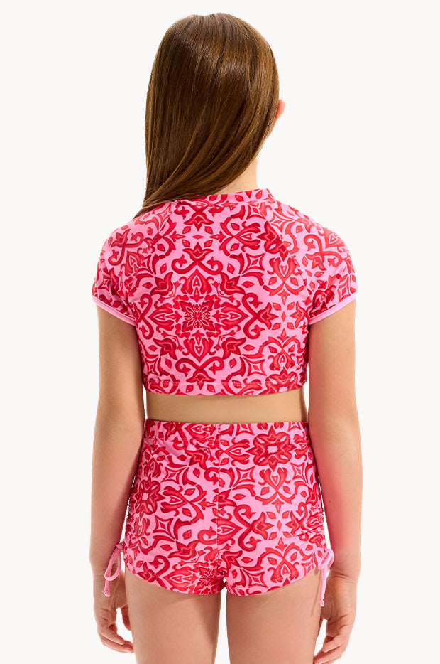 Seafolly Girls - Girls Capri Tile Suntop Set - Red/Pink | Swimwear Galore US