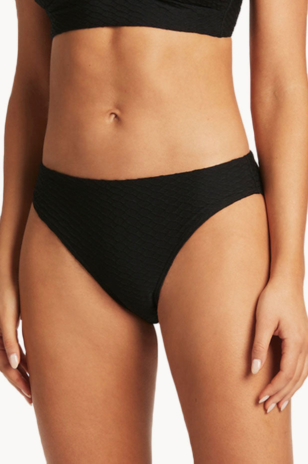 Sea Level - Honeycomb Regular Bikini Pant - Black | Swimwear Galore AU