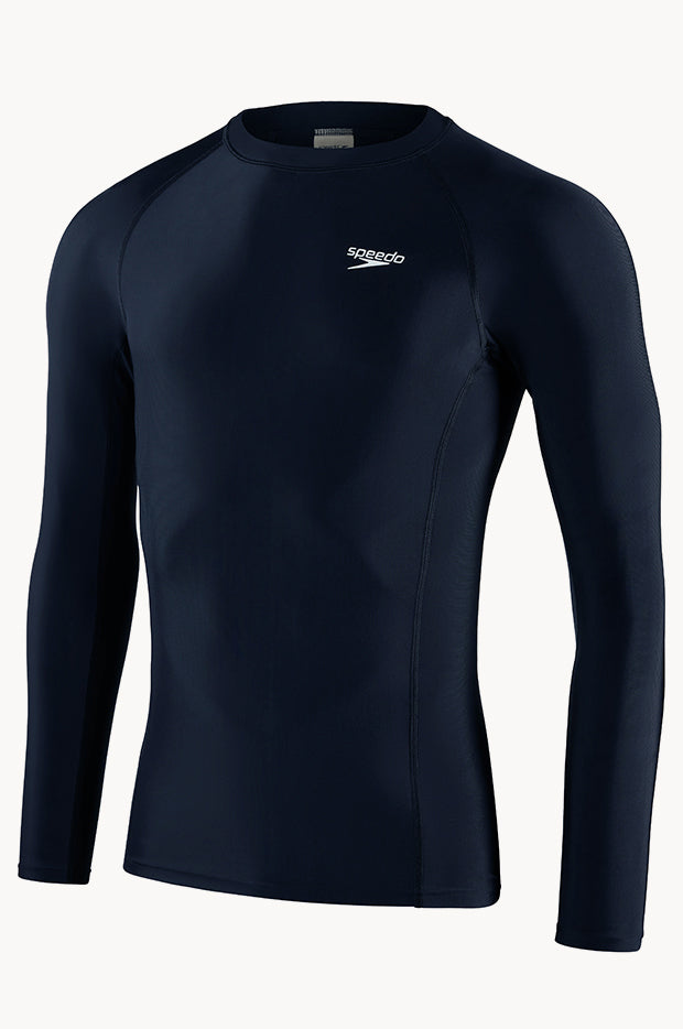 Speedo Mens Plain Long Sleeve Suntop Navy | Swimwear Galore AU