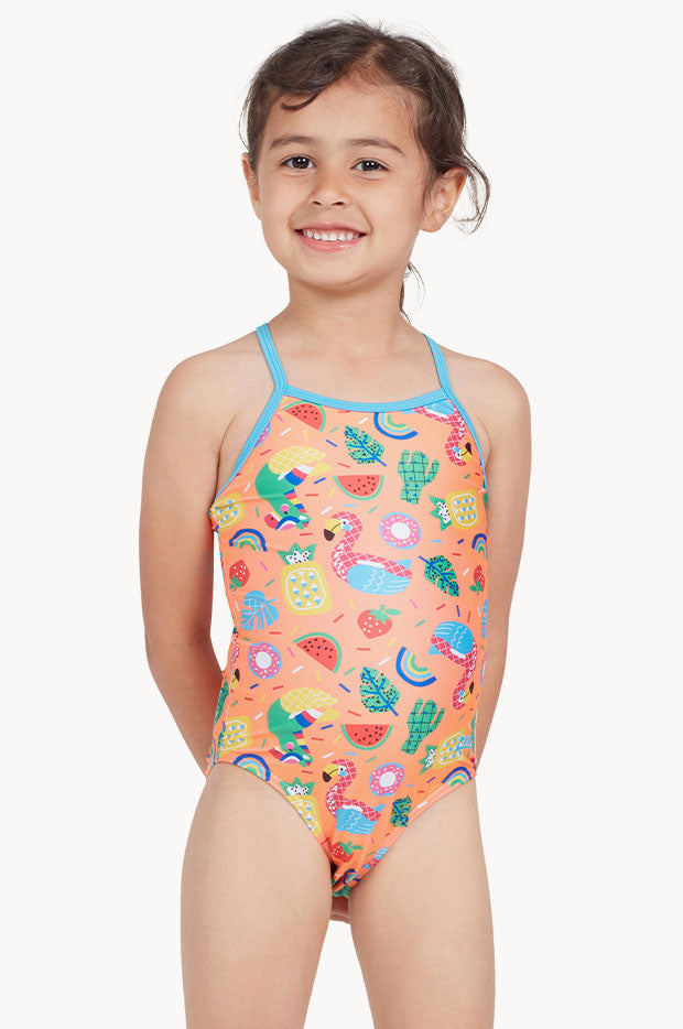 Girls Pool Party Tex Back One Piece Swimwear Galore