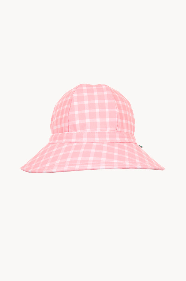 Acorn Girls Pink Gingham Wide Brim Swim Hat | Swimwear Galore AU