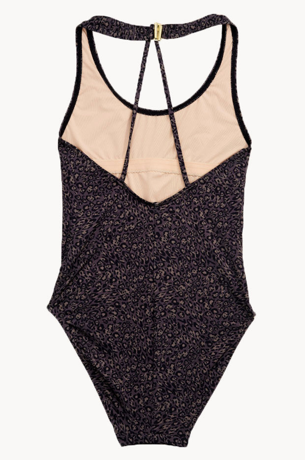 Aqua Blu - Girls Ocelot Cross Back One Piece - Charcoal | Swimwear ...