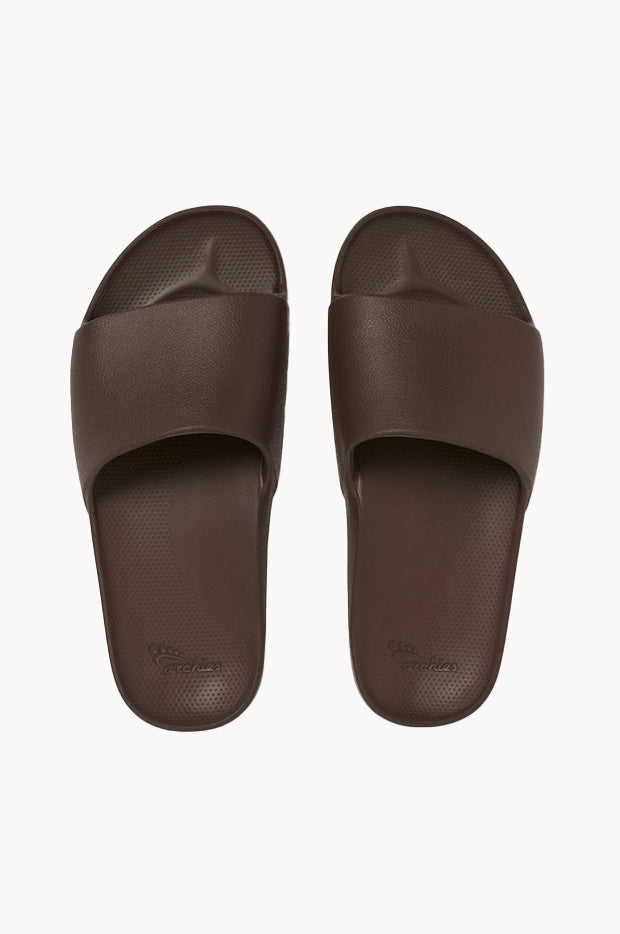 Archies - Plain Arch Support Slides - Brown | Swimwear Galore AU
