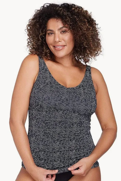Artesands - Zig Zag Raphael E/F Cup Tankini Separate - Black