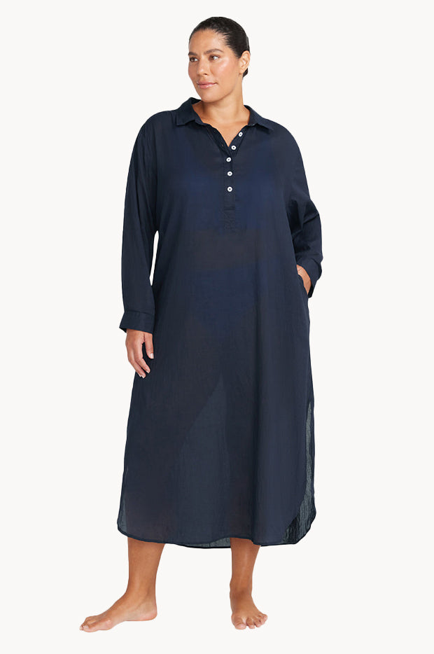 Artesands - Plain Monteverdi Maxi Overshirt - Navy | Swimwear Galore US
