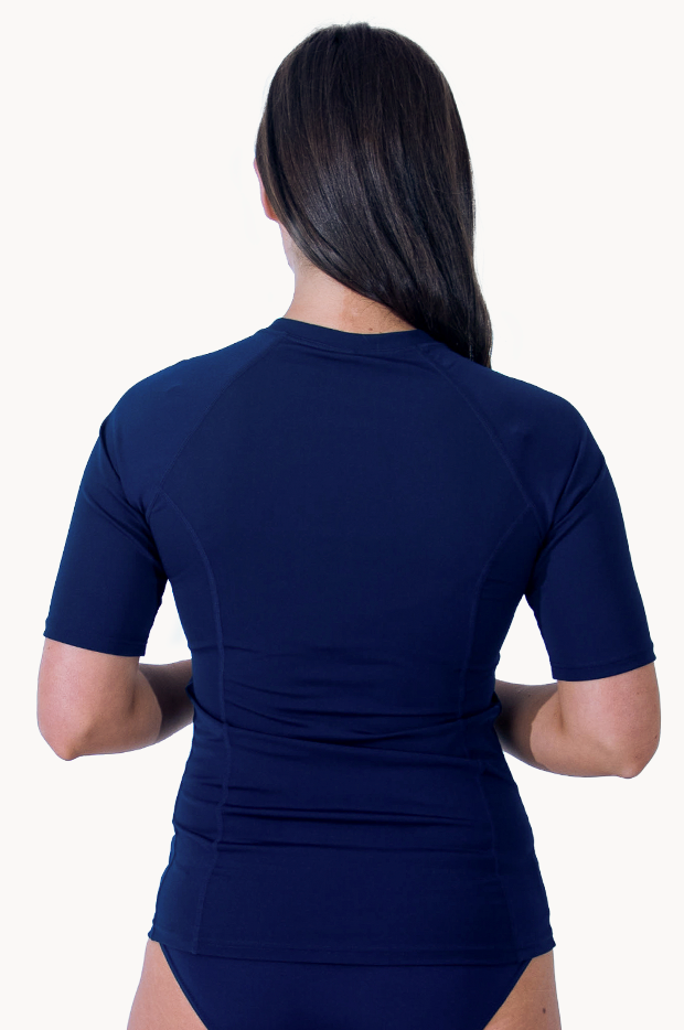 Base Swim - Plain Short Sleeve Suntop - Navy | Swimwear Galore AU
