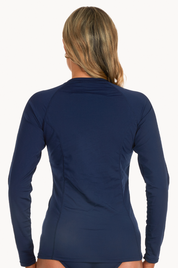 Base Swim - Plain Long Sleeve Suntop - Navy | Swimwear Galore US