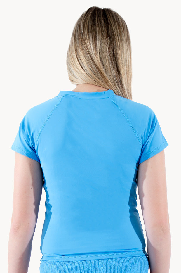 Base Swim - Girls Cap Sleeve Rashie - Azure | Swimwear Galore AU