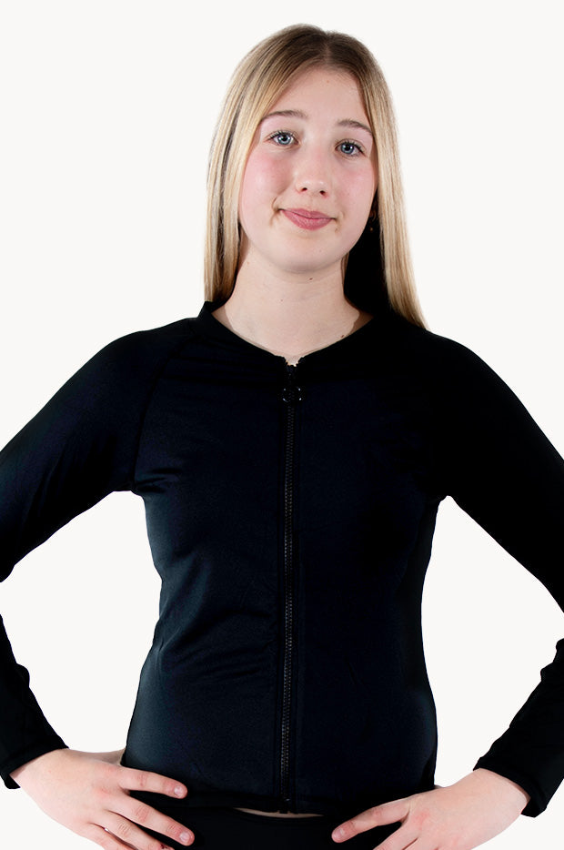Base Swim - Girls Long Sleeve Rashie - Black | Swimwear Galore EU