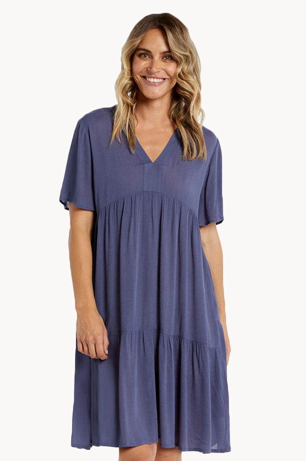 Betty Basics - Plain Sparrow Tiered Dress - Indigo | Swimwear Galore AU