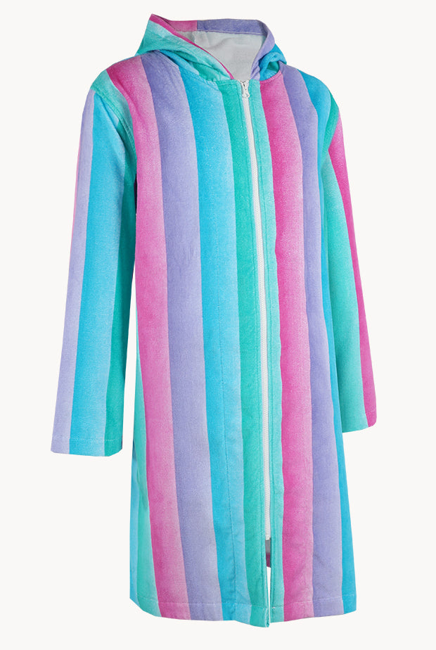 Back Beach Co Fade Hooded Towelling Robe S/M Pink/Green | Swimwear ...