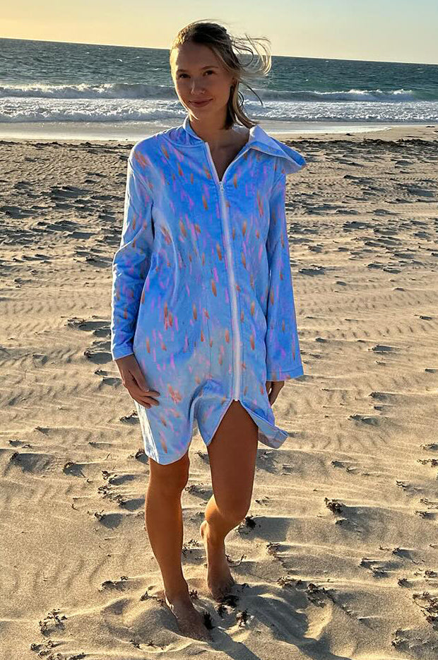 Back Beach Co - Pastel Breeze Hooded Towel Robe L/XL - Light Blue