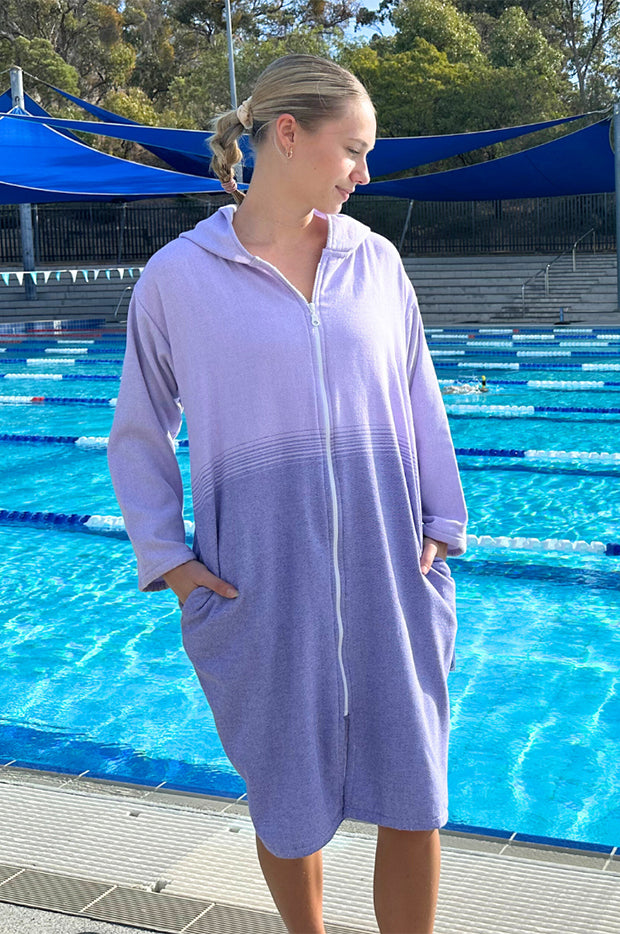 Back Beach Co - Fade Hooded Towelling Robe M/L - Purple | Swimwear ...