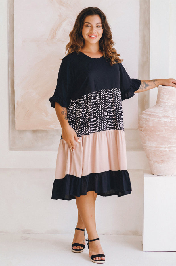 Bodacious Pebble Panel Dress Black/Blush | Swimwear Galore AU