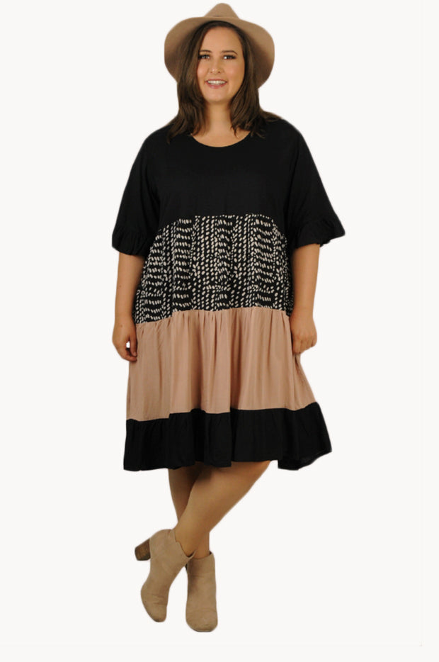 Bodacious Pebble Panel Dress Black/Blush | Swimwear Galore AU