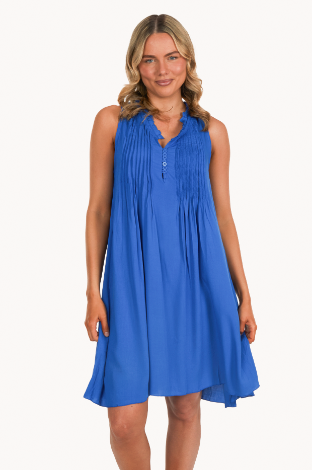 Bodacious Plain Lombok Pleat Dress Cobalt | Swimwear Galore AU