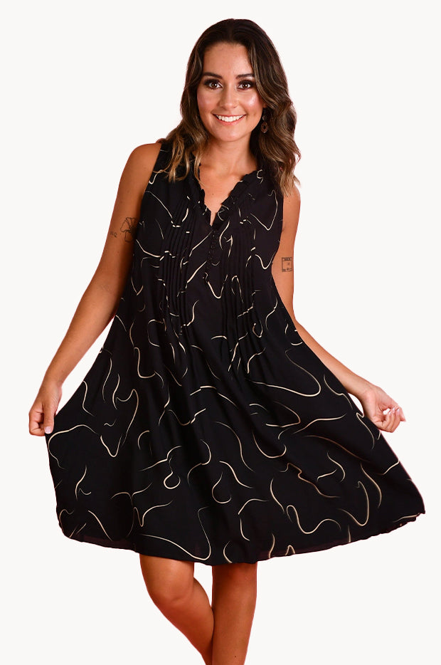 Bodacious - Swirl Lombok Pleat Dress - Black | Swimwear Galore AU