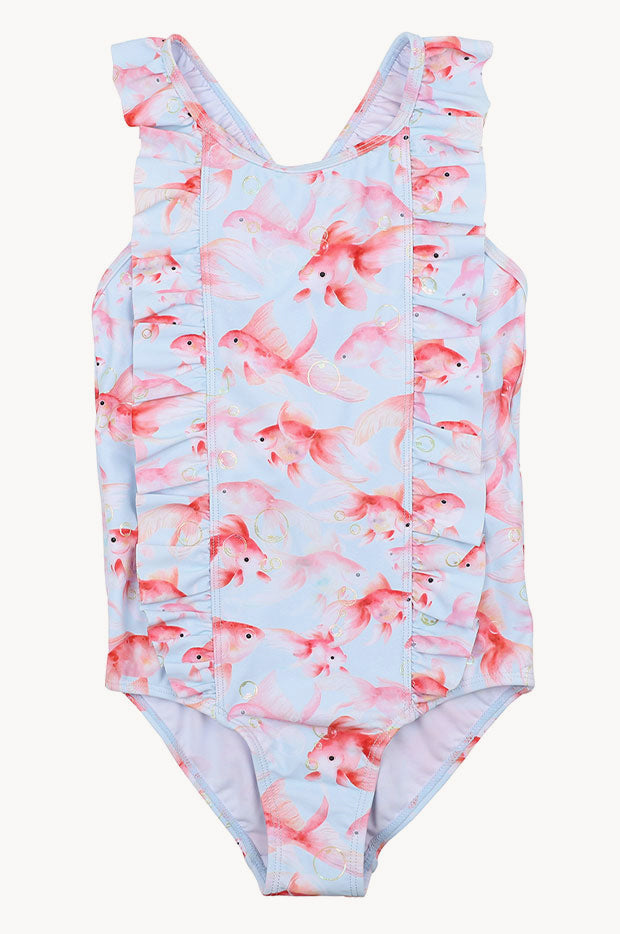 Minihaha - Girls Jasmine One Piece - Blue/Coral | Swimwear Galore AU