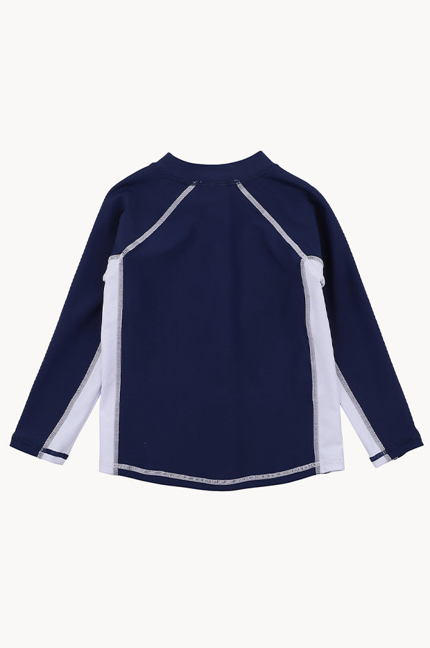 Minihaha - Boys Max Splice Zip Suntop - Navy/White | Swimwear Galore US