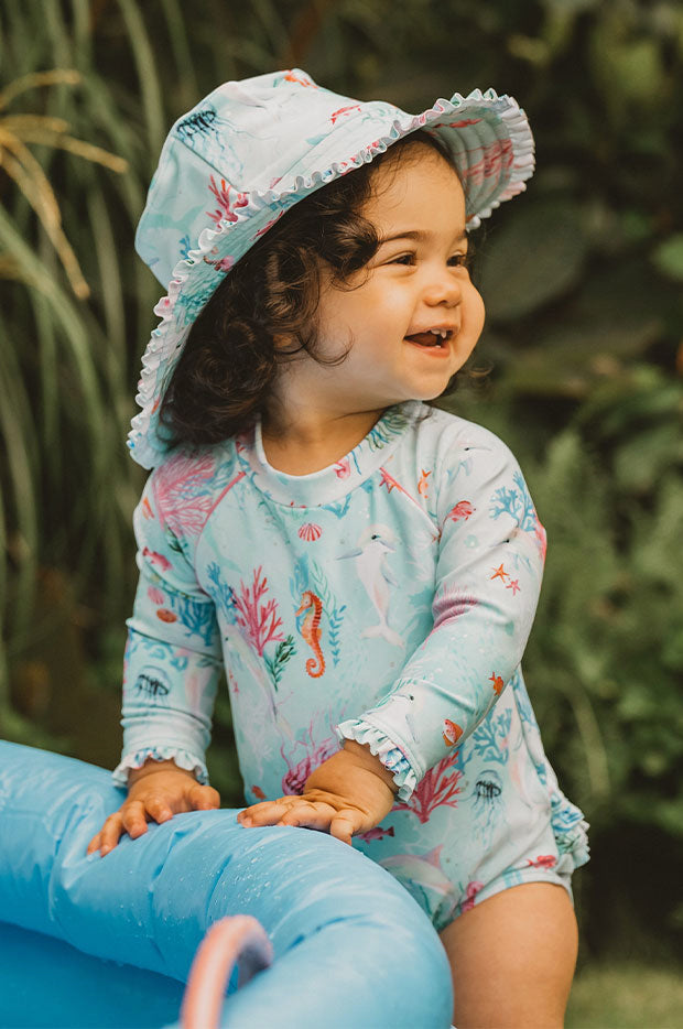 Minihaha - Toddler Girls Malia Sunsuit - Light Blue | Swimwear Galore AU
