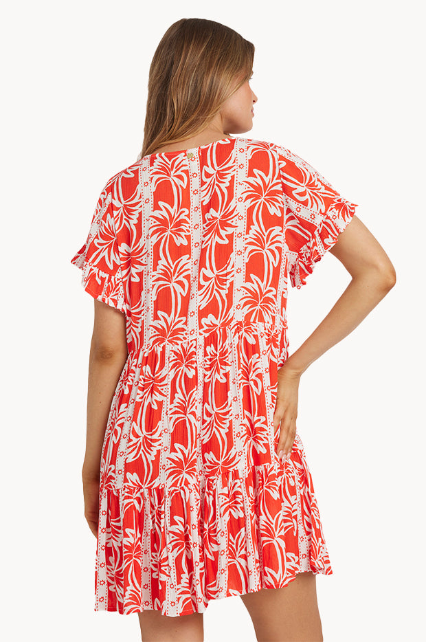 Billabong - Row Of Palms Tiered Dress - Red | Swimwear Galore US