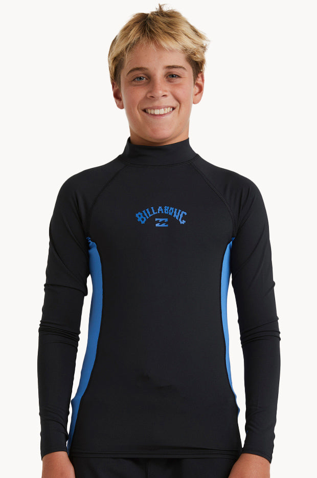 Billabong - Boys Arch PF Long Sleeve Suntop - Black/Blue | Swimwear ...