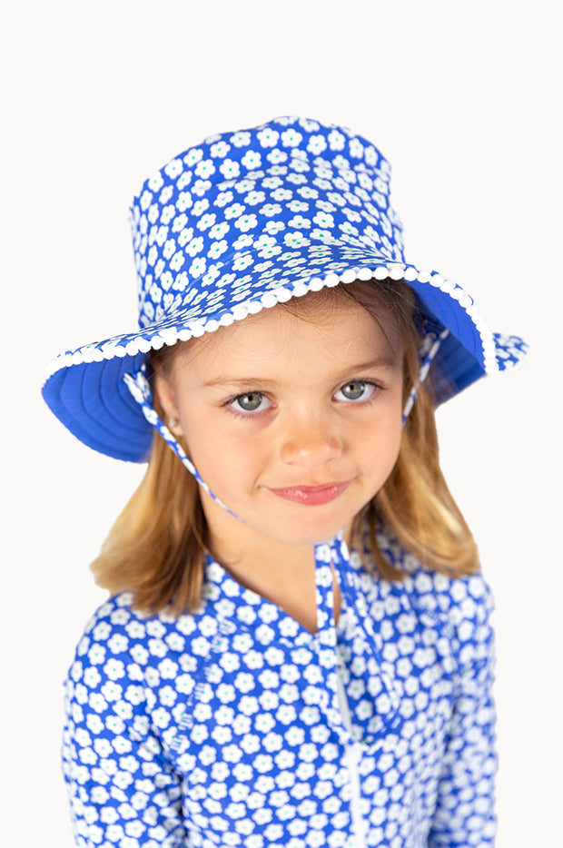 Babes In The Shade - Girls Blue Daisy Sunhat - Blue/White | Swimwear ...