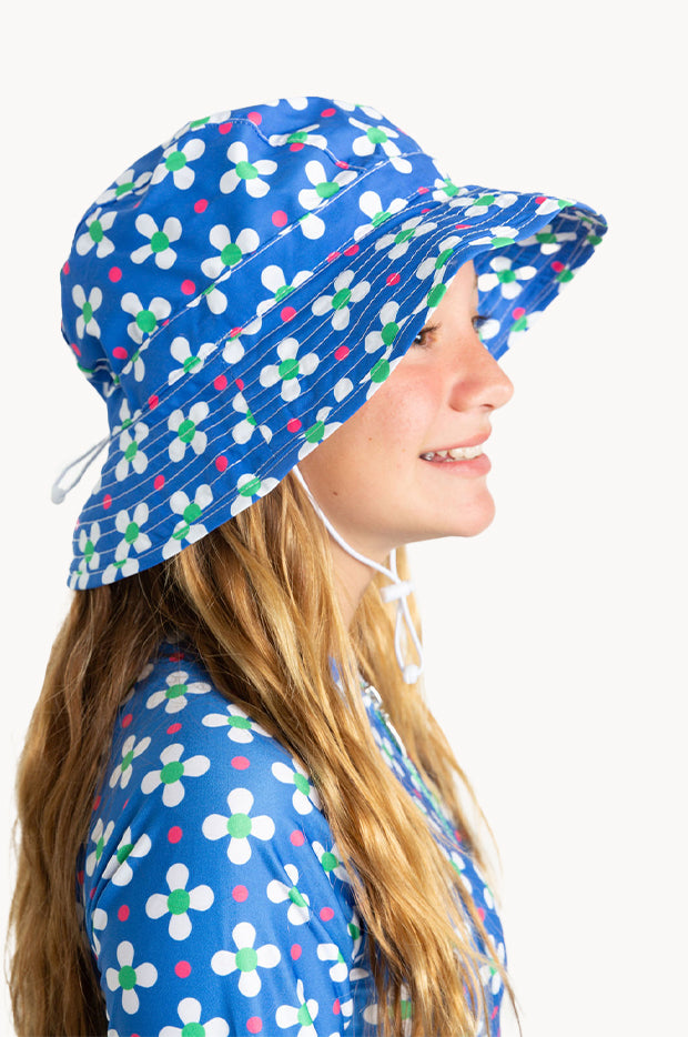 Babes In The Shade - Girls Clover Sunhat - Blue/White | Swimwear Galore US