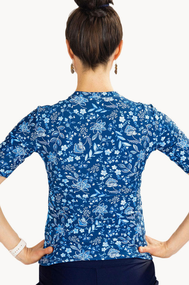 Babes In The Shade - Daphne Short Sleeve Suntop - Navy | Swimwear Galore AU