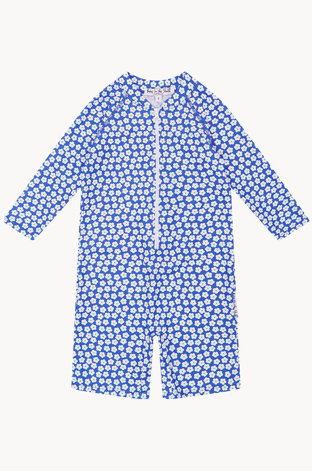 Babes In The Shade - Girls Blue Daisy Sunsuit - Blue/White | Swimwear ...