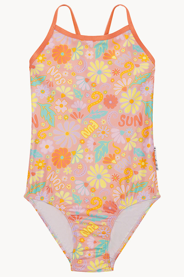 Babes In The Shade - Girls Sunny Girl One Piece - Orange/Pink