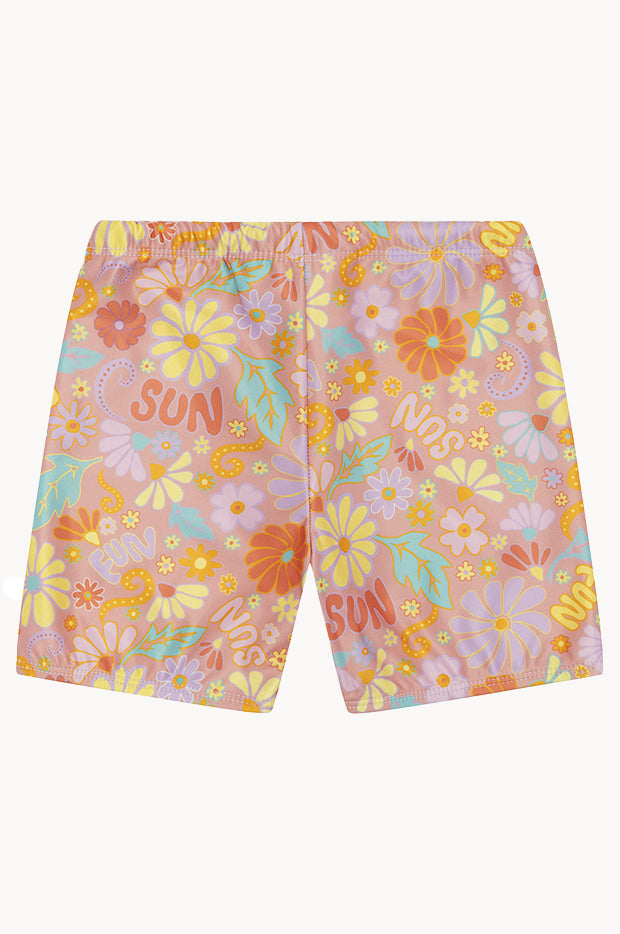 Babes In The Shade - Girls Sunny Girl Swim Short - Orange/Pink