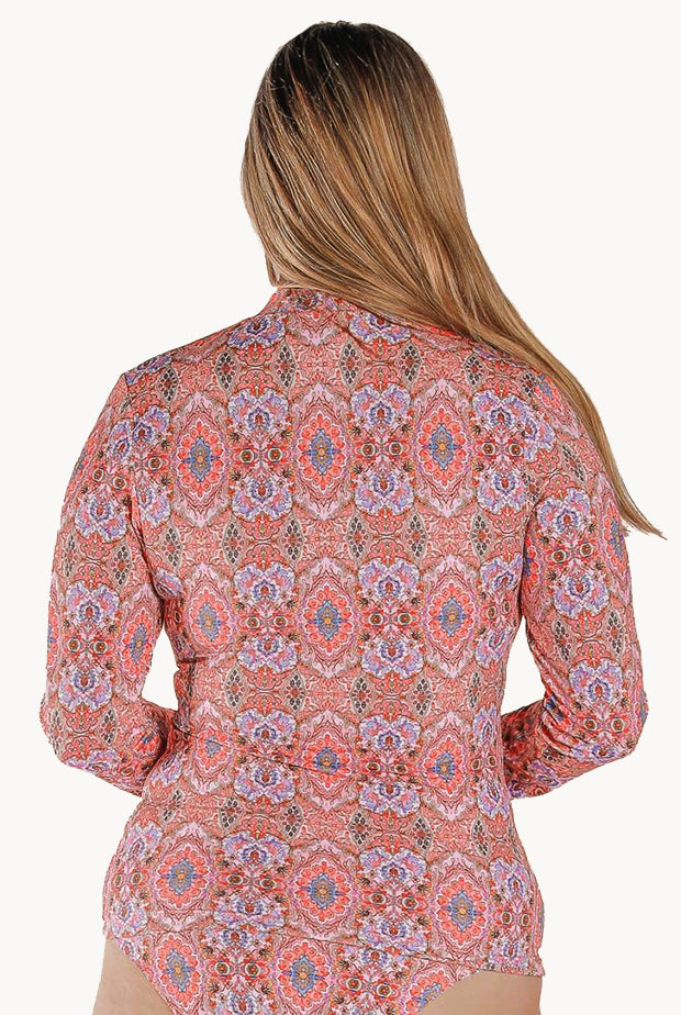 Capriosca - Amalfi Pink Zip Suntop - Rose | Swimwear Galore AU