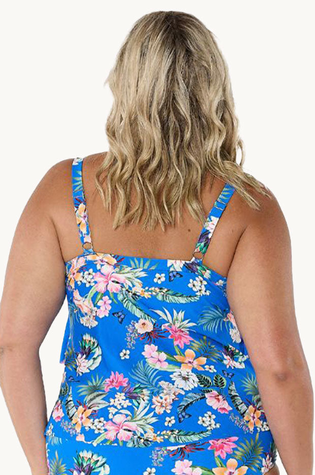 Capriosca - Florida Tiered Frill Tankini Separate - Blue/Multi