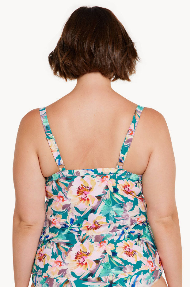 Capriosca - Maui Tiered Frill Tankini Separate - Pink/Green | Swimwear ...