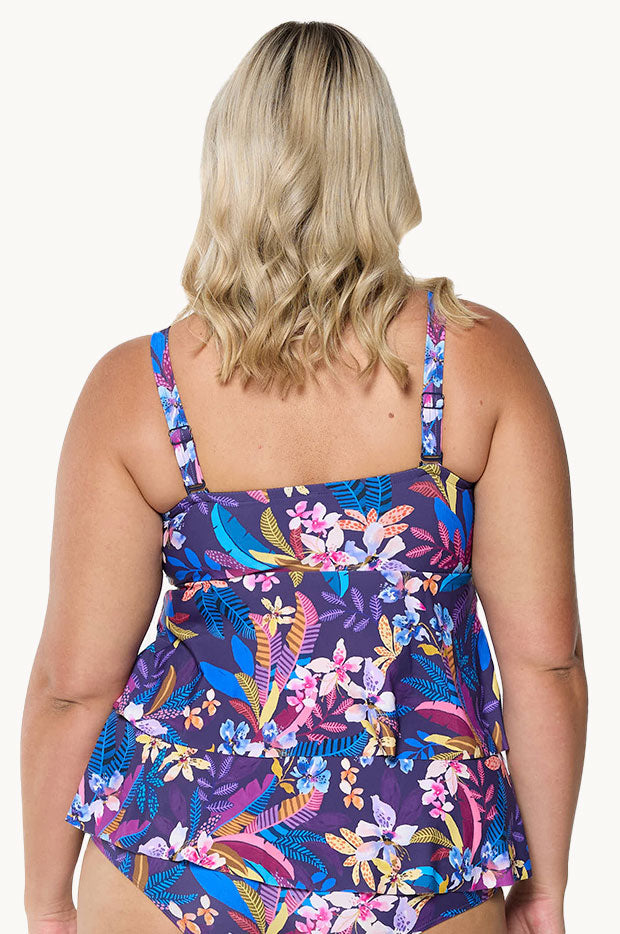 Capriosca - Majorca Tiered Bandeau Tankini Separate - Purple/Multi