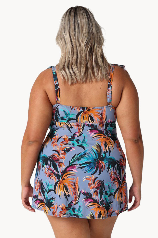 Capriosca - Mauritius Frill Swim Dress - Dusty Blue | Swimwear Galore US