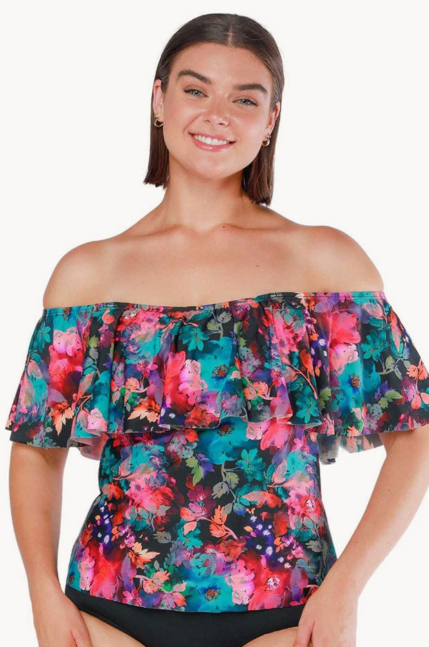 Capriosca - Midnight Garden Off The Shoulder Tankini Separate - Multi