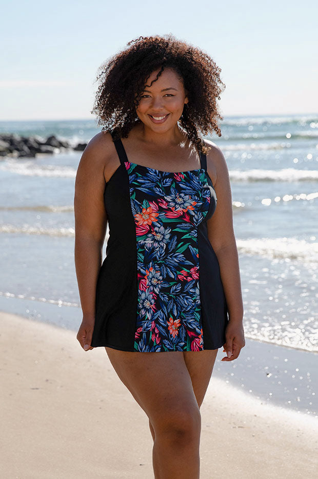 Capriosca - Molokai Swim Dress - Black/Multi | Swimwear Galore AU