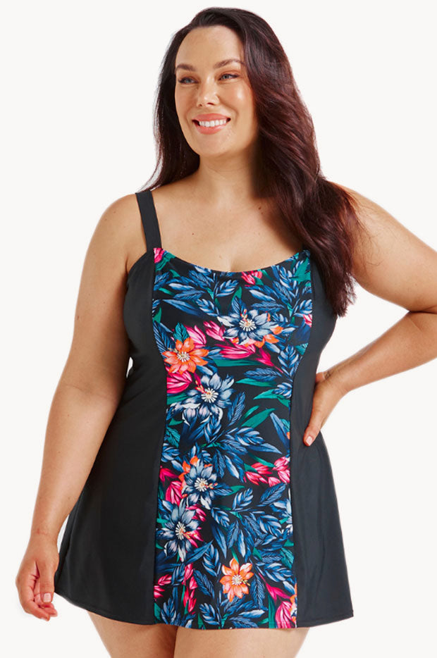 Capriosca - Molokai Swim Dress - Black/Multi | Swimwear Galore AU