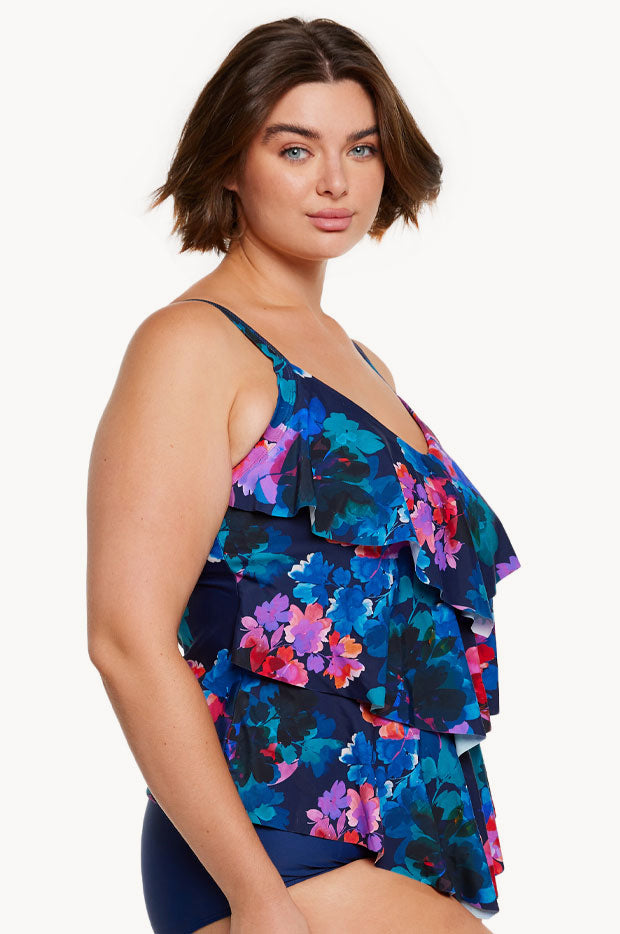 Capriosca - Montego Tiered Frill Tankini Separate - Navy/Multi