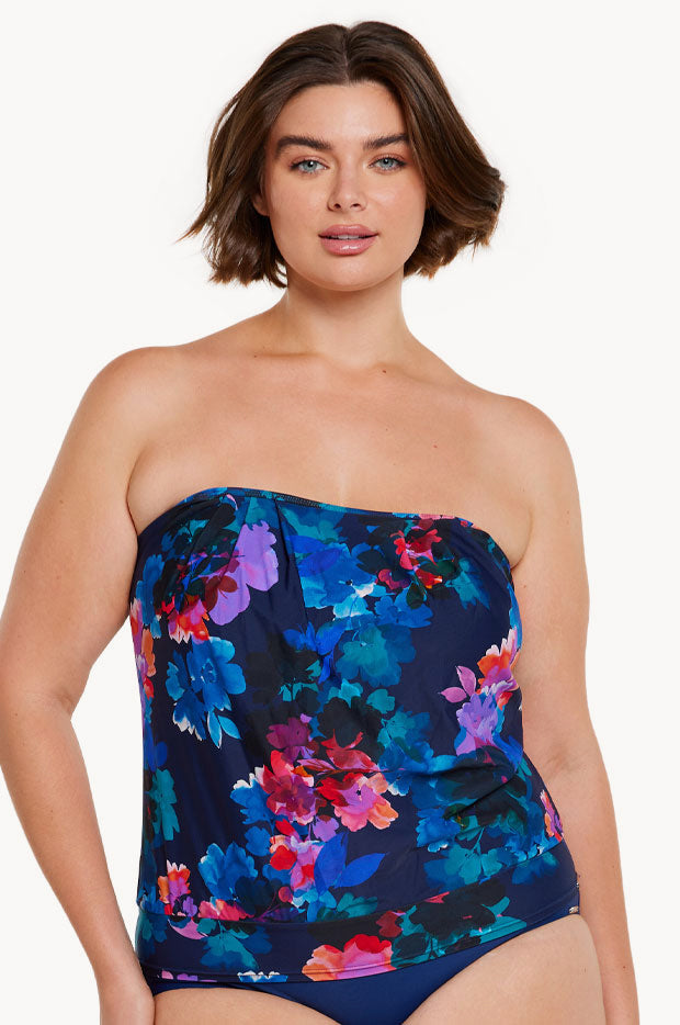 Capriosca - Montego Flounce Bandeau Tankini Separate - Navy/Multi