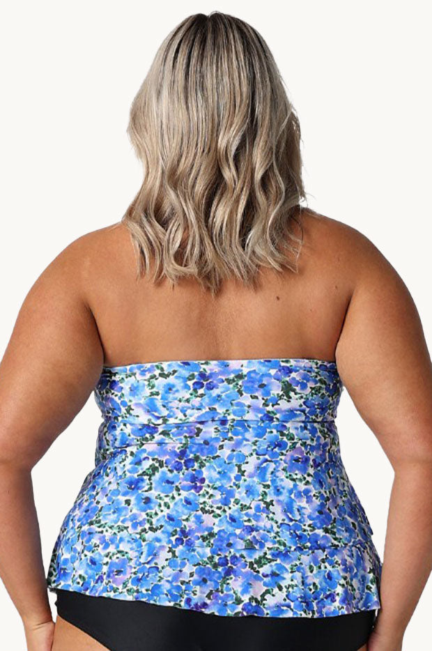 Capriosca - Pansy Tiered Bandeau Tankini Separate - White/Purple