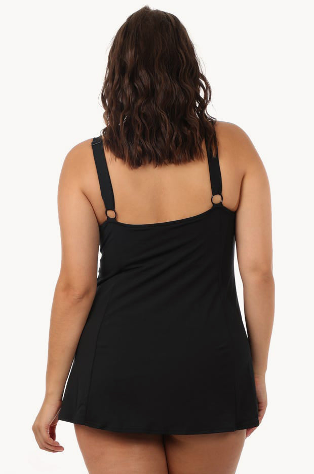 Capriosca - Plain Panelled Swim Dress - Black | Swimwear Galore AU