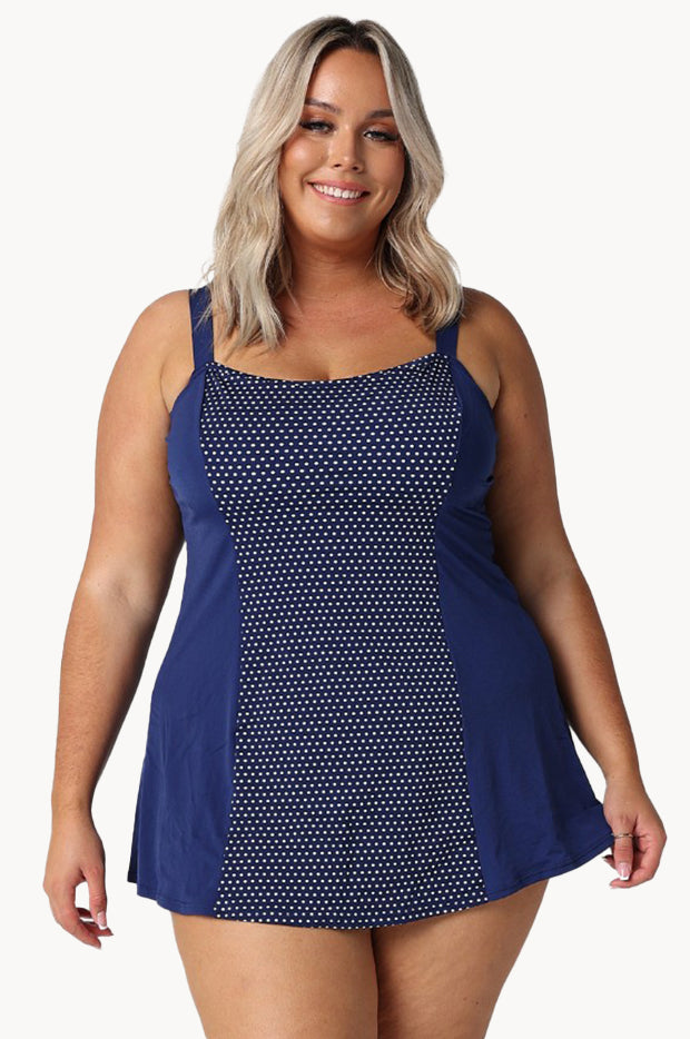 Capriosca - Dots Swim Dress One Piece - Navy/White | Swimwear Galore AU