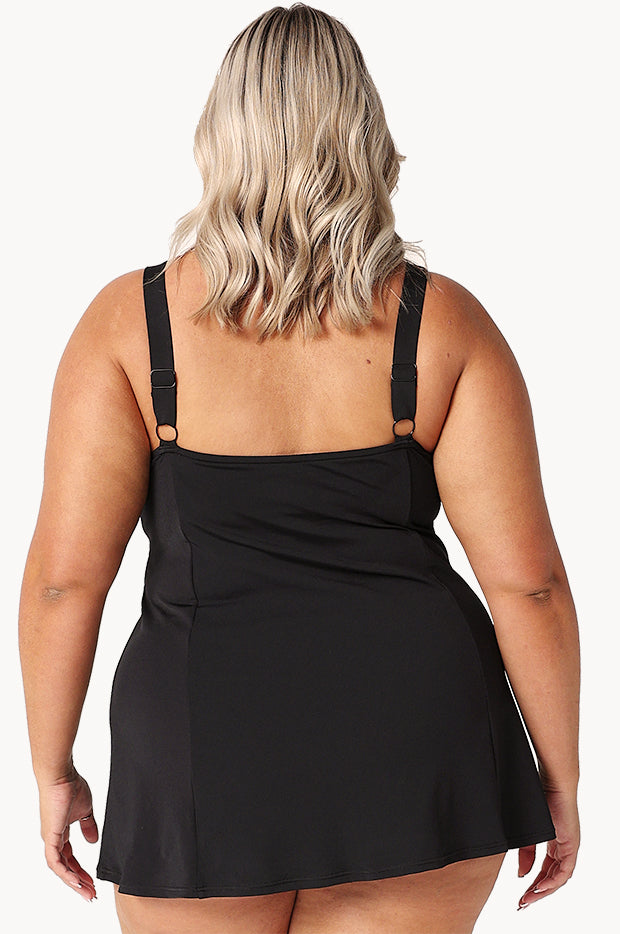 Capriosca - Wildflowers Wide Strap Swim Dress - Black | Swimwear Galore AU