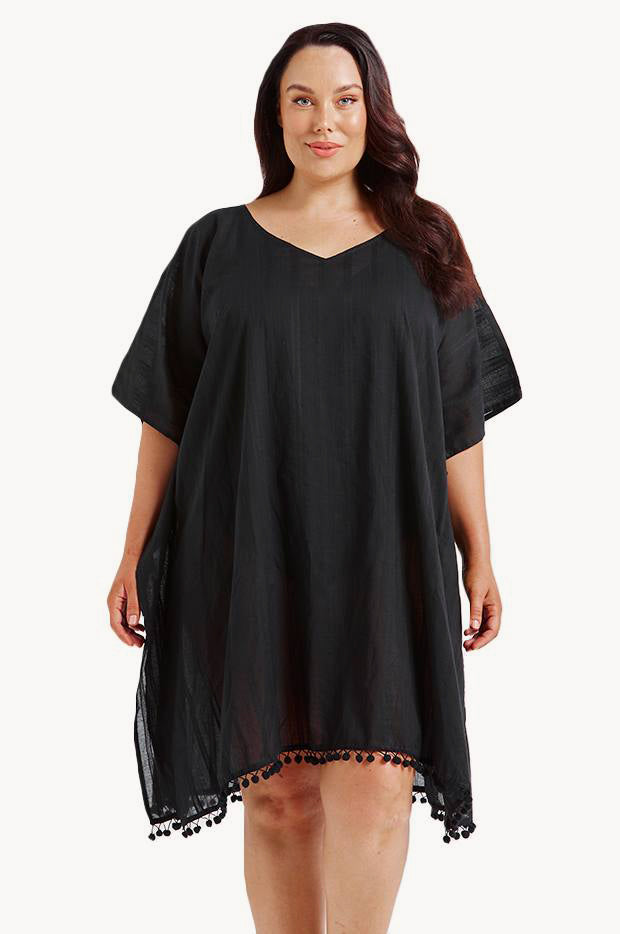 Cotton V Neck Kaftan – Swimwear Galore