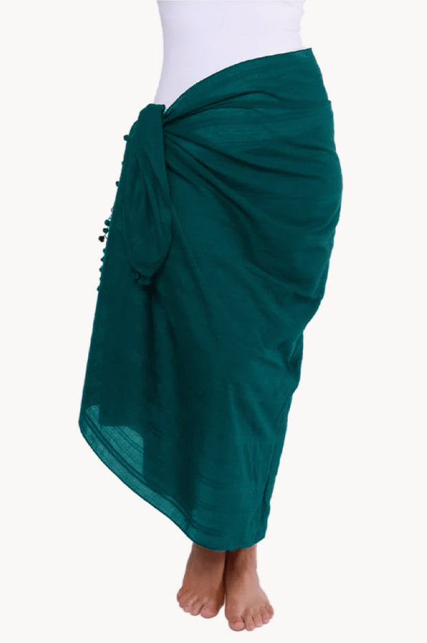 Capriosca Cotton Long Sarong Teal | Swimwear Galore US